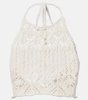 Alanui Lagoon Romance Crochet Crop Top Beige