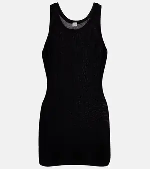 TOTEME Curved Ribbed-knit Tank Top - Black