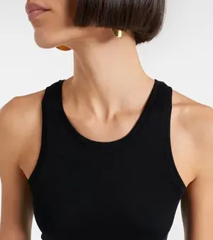 TOTEME Curved Ribbed-knit Tank Top - Black