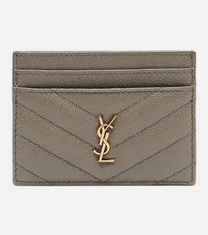 Saint Laurent Cassandre Matelassé Leather Card Holder - Brown