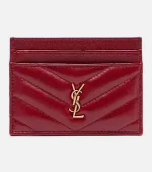 Saint Laurent Cassandre Matelassé Leather Card Holder - Red