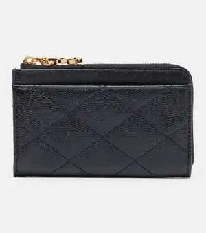 Saint Laurent Cassandre Bijou Quilted Leather Card Case - Black