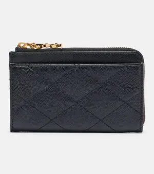 Saint Laurent Cassandre Bijou Quilted Leather Card Case - Black