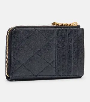 Saint Laurent Cassandre Bijou Quilted Leather Card Case - Black
