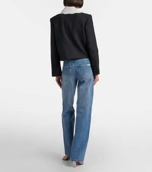 SELF-PORTRAIT Embellished High-rise Straight Jeans