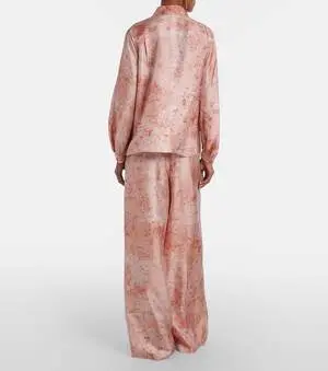 Max Mara Zirlo Printed Silk Twill Wide-leg Pants - Pink