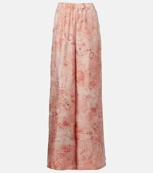 Max Mara Zirlo Printed Silk Twill Wide-leg Pants - Pink