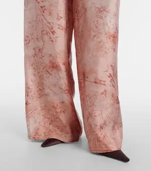 Max Mara Zirlo Printed Silk Twill Wide-leg Pants - Pink
