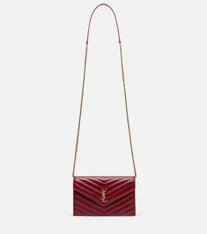 Saint Laurent Cassandre Leather Wallet On Chain - Red