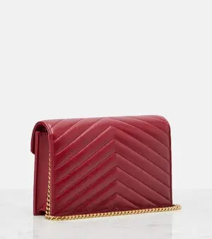 Saint Laurent Cassandre Leather Wallet On Chain - Red