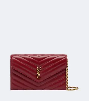 Saint Laurent Cassandre Leather Wallet On Chain - Red