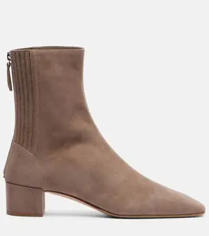 AQUAZZURA Saint Honoré Suede Ankle Boots - Beige