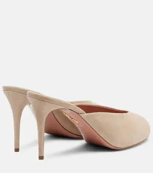 AQUAZZURA Secret 85 Suede Mules