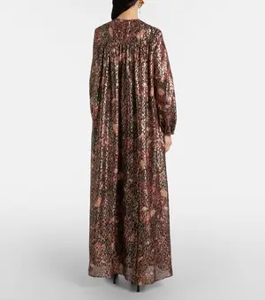 Max Mara Zinnia Metallic Silk-blend Maxi Dress - Brown