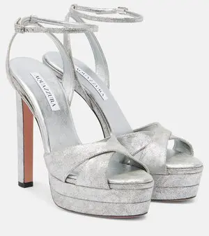 AQUAZZURA Divine 130 Platform Sandals Silver