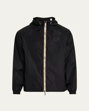 Burberry Check-tape Nylon Relaxed-fit Hooded Jacket