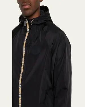 Burberry Check-tape Nylon Relaxed-fit Hooded Jacket