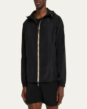 Burberry Check-tape Nylon Relaxed-fit Hooded Jacket