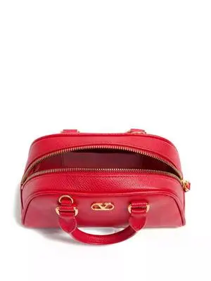 Valentino Garavani Vlogo Signature Mini Bowling Bag In Grainy Calfskin - Red