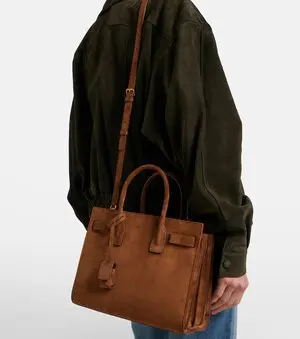 Saint Laurent Sac De Jour Mini Suede Top-handle Bag - Brown