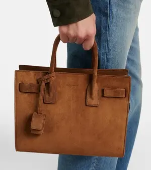 Saint Laurent Sac De Jour Mini Suede Top-handle Bag - Brown