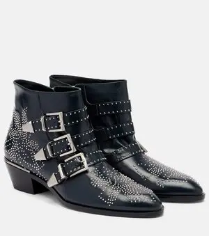 Chloé Chloé Susanna Studded Leather Ankle Boots Blue