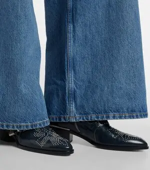 Chloé Susanna Studded Leather Ankle Boots - Blue