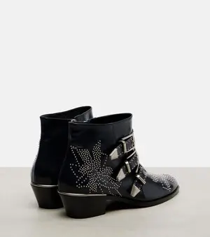 Chloé Susanna Studded Leather Ankle Boots - Blue