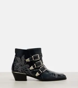 Chloé Susanna Studded Leather Ankle Boots - Blue