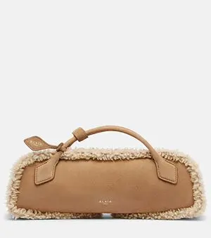 Alaïa Le Teckel Small Suede Clutch - Beige