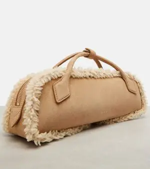 Alaïa Le Teckel Small Suede Clutch - Beige