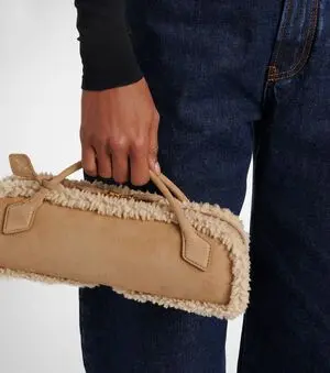 Alaïa Le Teckel Small Suede Clutch - Beige