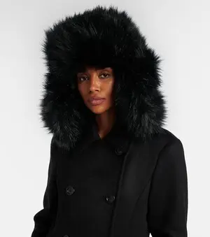 Ruslan Baginskiy Cotton-trimmed Aviator Hat - Black