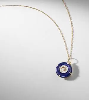 Mateo 14kt Yellow Gold Pendant Necklace With Lapis Lazuli And Diamonds