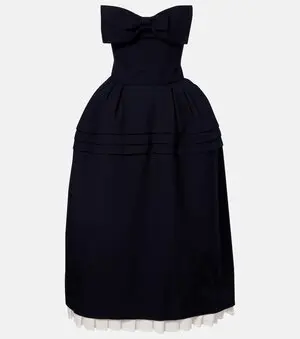 SHUSHU/TONG Bow-detail Wool And Silk Midi Dress