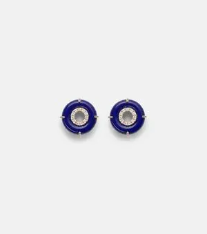 Mateo 14kt Gold Stud Earrings With Lapis Lazuli And Diamonds - Blue