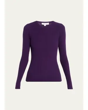 Michael Kors Hutton Ribbed Cashmere Pullover Amethyst