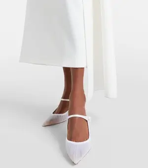 AQUAZZURA Voile 75 Satin-trimmed Tulle Mules - White