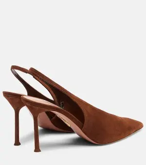 AQUAZZURA Voltaire 85 Suede Slingback Pumps - Brown