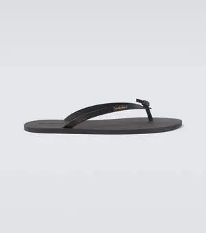 Saint Laurent Leather Thong Sandals - Black