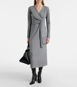 Veronica Beard Salomez Wool And Cashmere Wrap Midi Dress