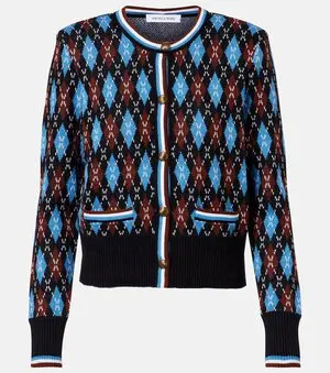 Veronica Beard Sylvane Argyle Wool And Cotton Cardigan - Multicoloured