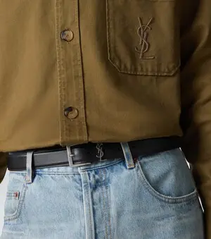 Saint Laurent Cassandre Leather Belt - Black