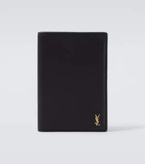Saint Laurent Cassandre Leather Card Holder - Black