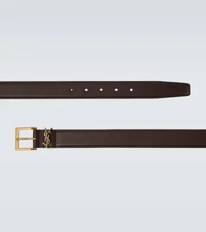 Saint Laurent Cassandre Vadim Leather Belt - Brown
