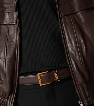 Saint Laurent Cassandre Vadim Leather Belt - Brown