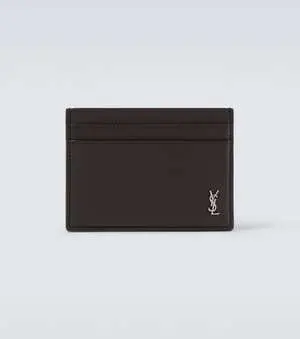 Saint Laurent Cassandre Leather Card Holder - Brown