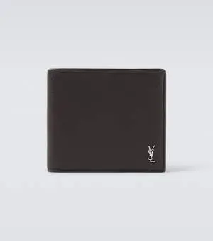 Saint Laurent Tiny Cassandre East/west Leather Wallet - Brown