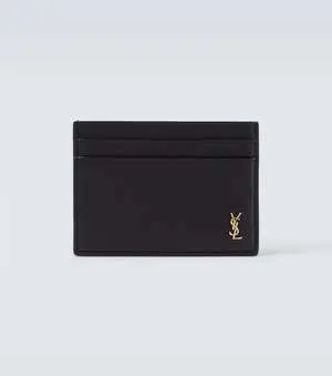 Saint Laurent Cassandre Leather Card Holder - Black