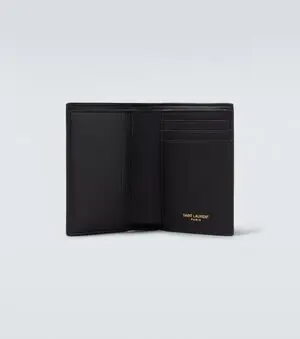 Saint Laurent Cassandre Leather Card Holder - Black